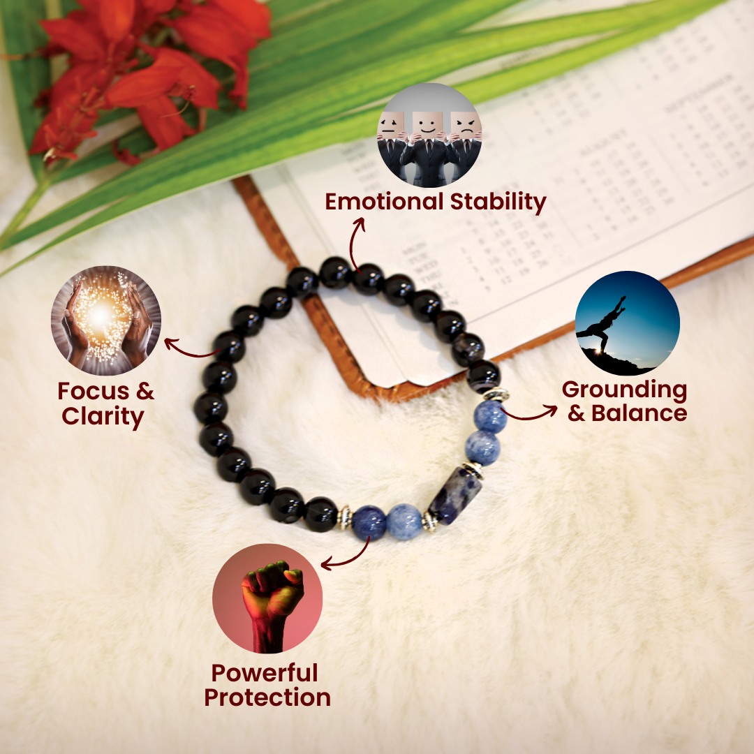 Buy Kumbh Rashi Bracelet – Black Tourmaline Stone -Divine Hindu