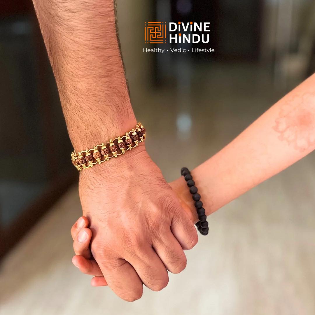 Divine Duo - Gold Plated Rudraksha & Karungali Malai Bracelet Combo ...