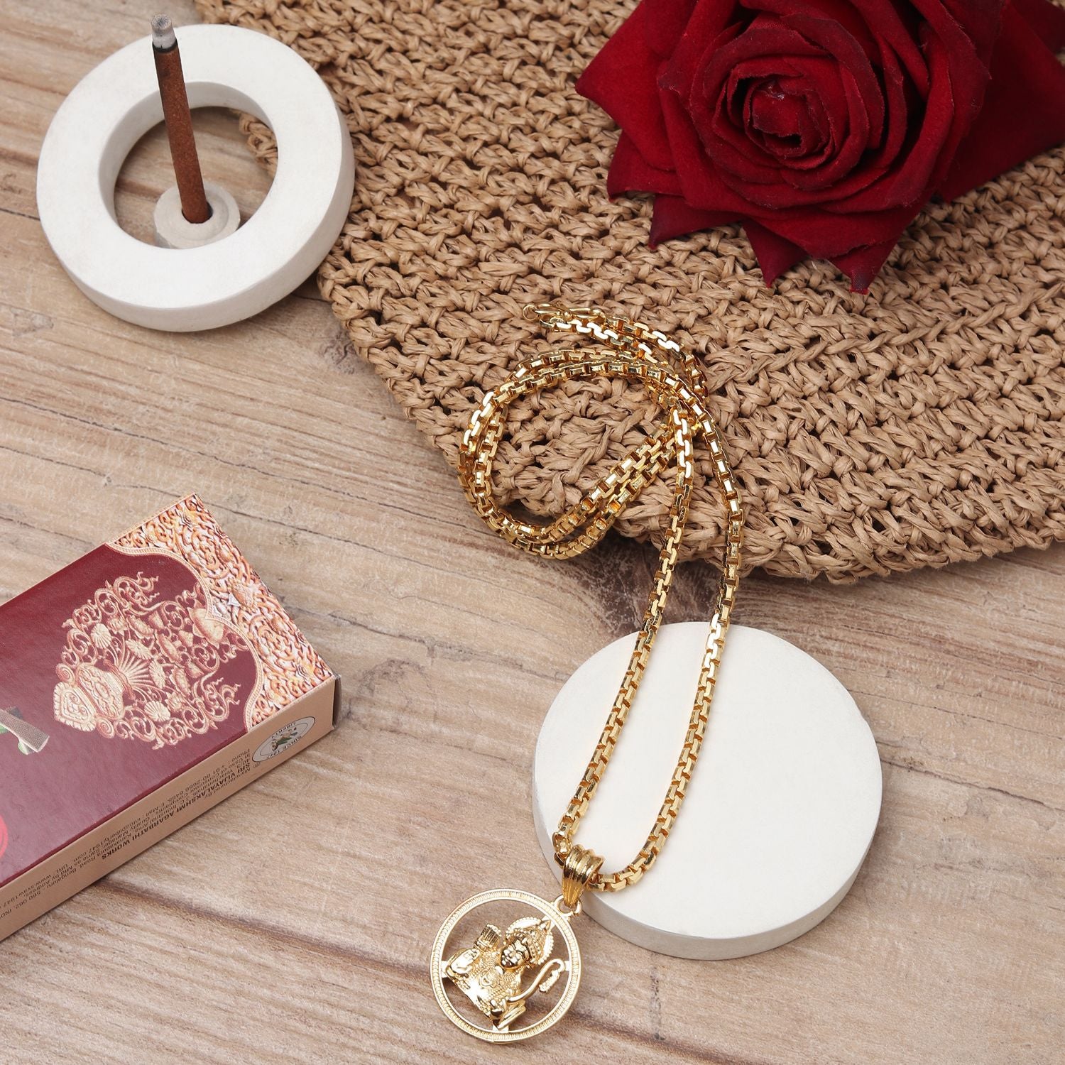 Gold Plated Shree Ram Pendant Chain Necklace - Divine Hindu