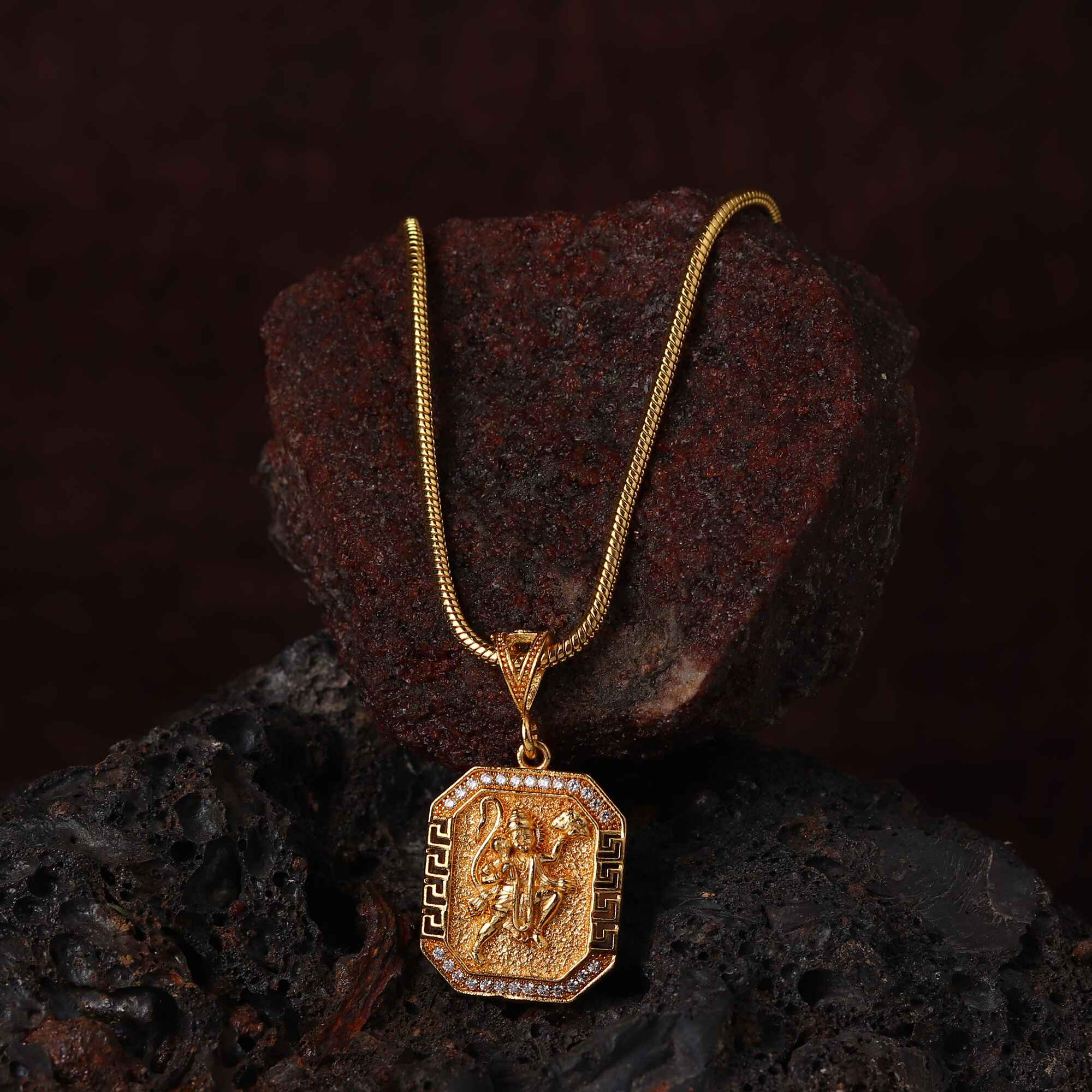 Gold Plated Hanuman Pendant with Chain - Symbol of Strength and ...
