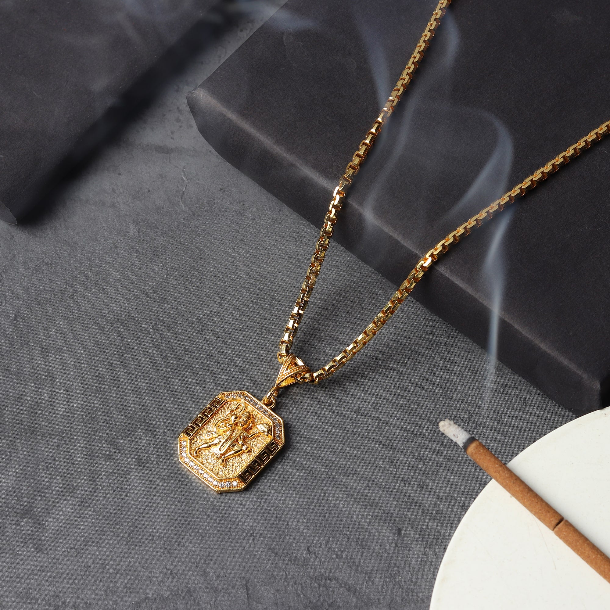 Gold Plated Hanuman Pendant with Chain - Symbol of Strength and ...