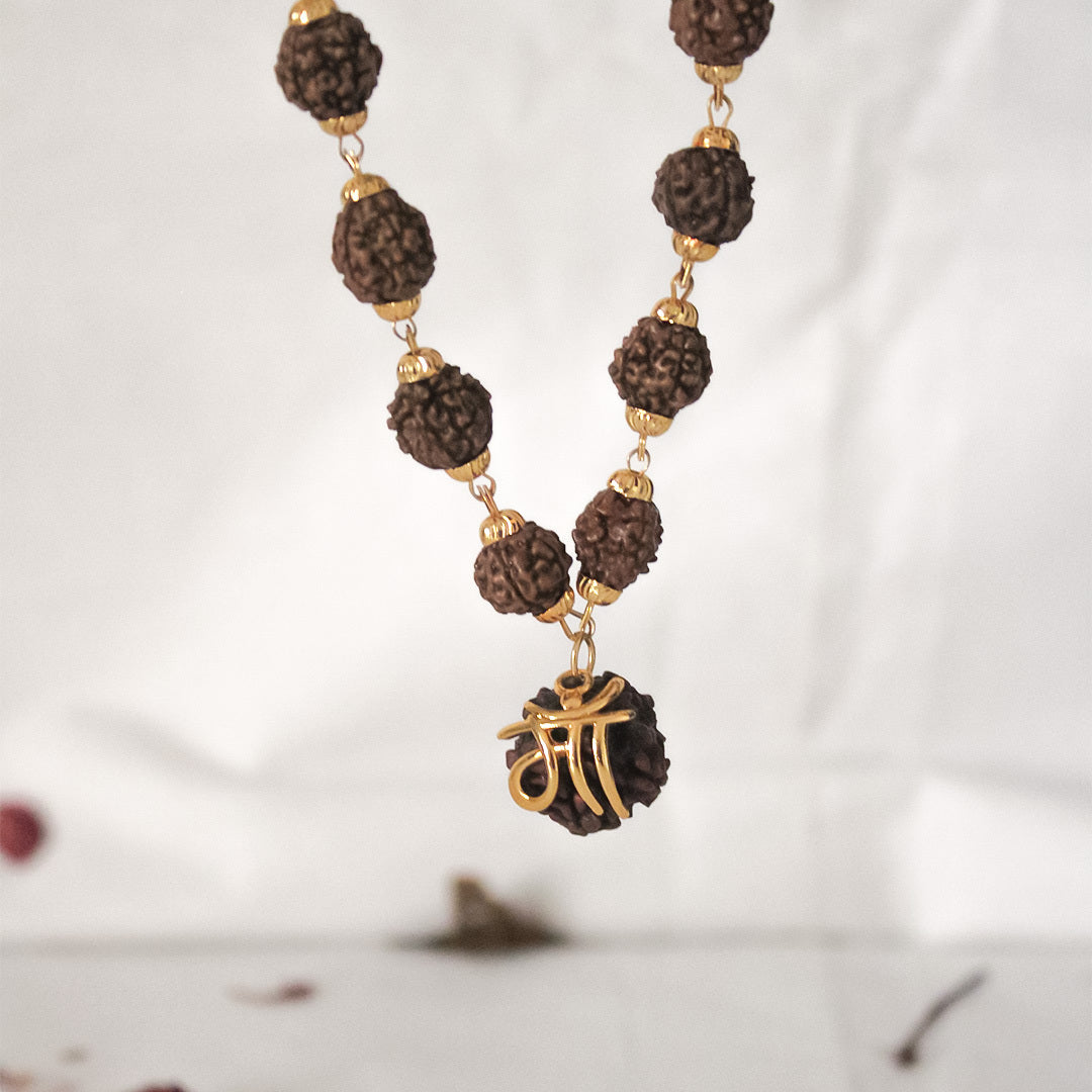 Divine Rudraksha Pendant Necklace - Shree OM, Shree Ram, Maa – Divine Hindu