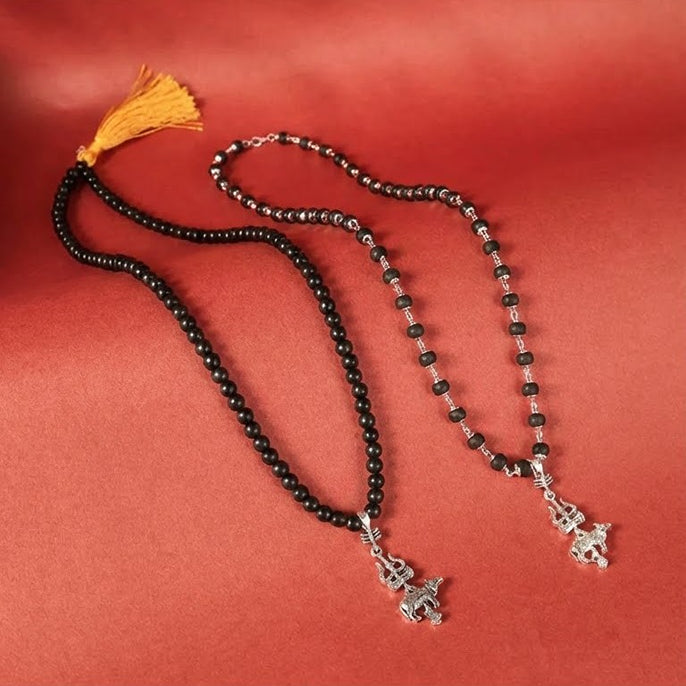 Nandi Raksha Combo: Silver-Cap & Classic Karungali Mala – Divine Hindu