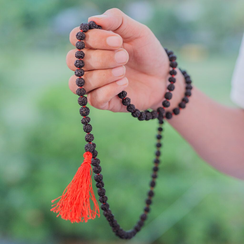 Pure Black Rudraksha Mala - 108 Beads | Divine Hindu