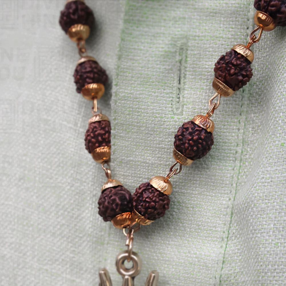 Buy Gold Plated Trishul Rudraksha Pendant Online – Divine Hindu