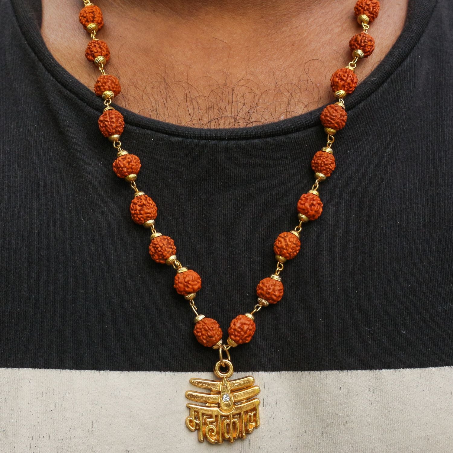 Gold Plated Rudraksha Mahakaal Necklace - Divine Protection & Elegance ...